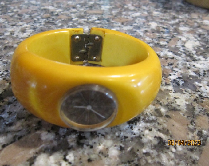 1940s Yellow Bakelite Watch Cuff Bracelet Bangle, Belair Swiss - Etsy