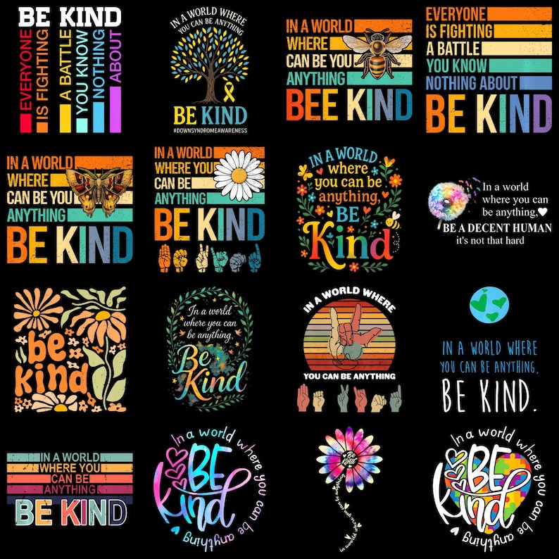 Be Kind PNG, Inspirational Quote Clipart, Positive Kindness Sublimation ...