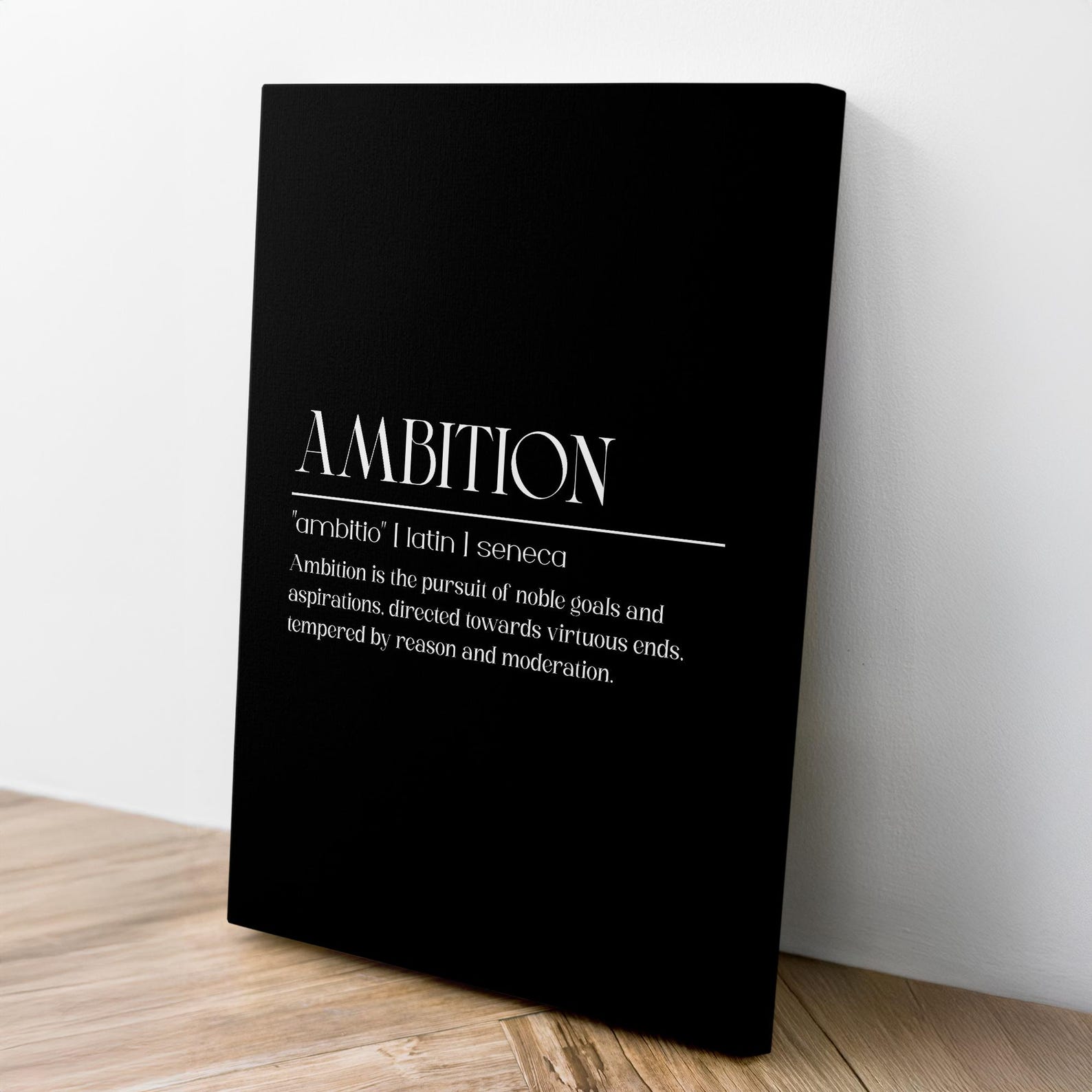 Ambition Definition Canvas Wall Art - Black and White Minimalist ...