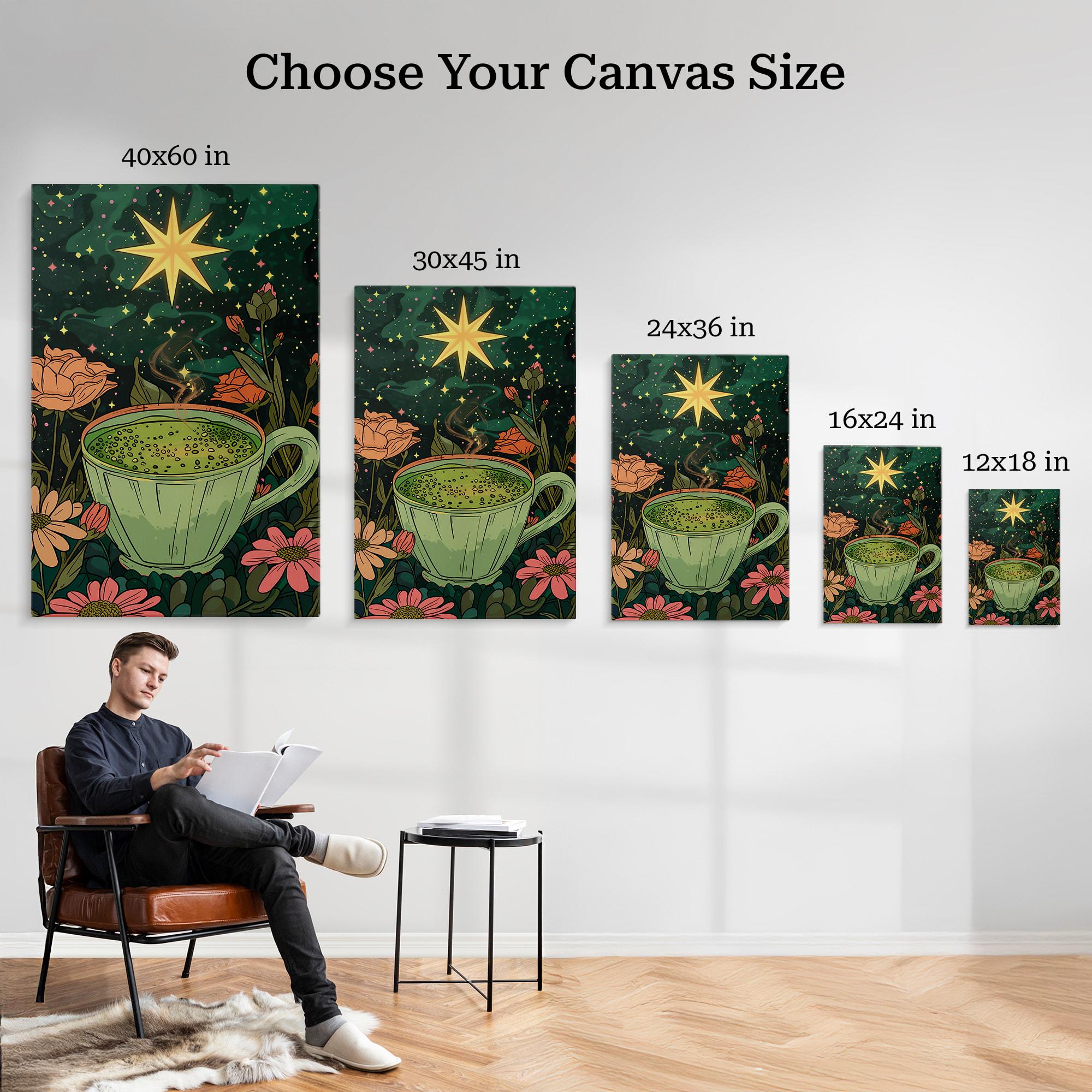 Matcha Green Tea Wall Art on Canvas - Witchy Tea Coffee Bar Decor ...