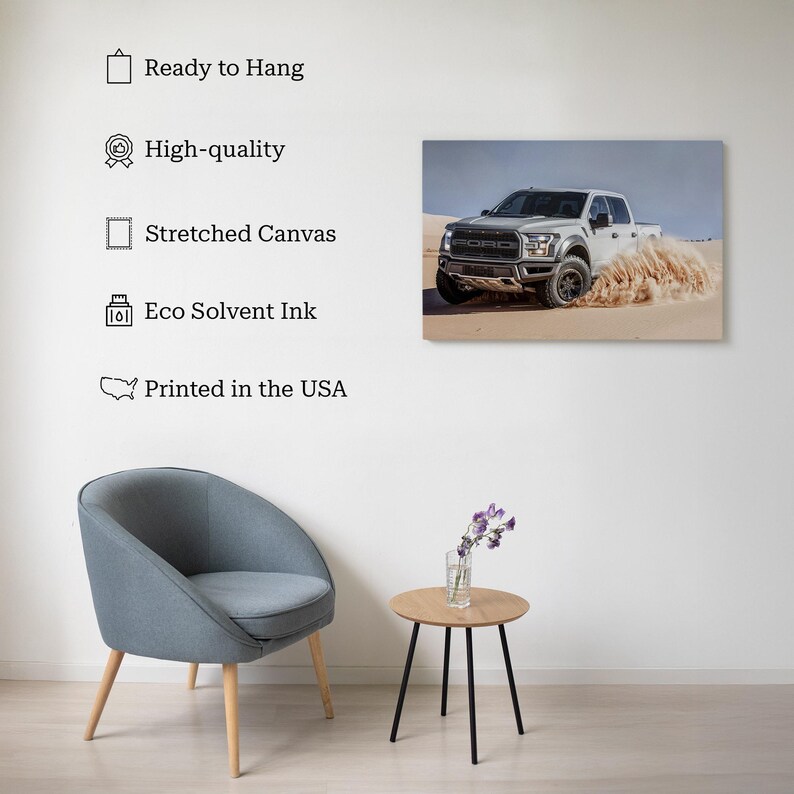 Ford Raptor Truck Canvas Wall Art - Rugged Sports Truck Artwork ...