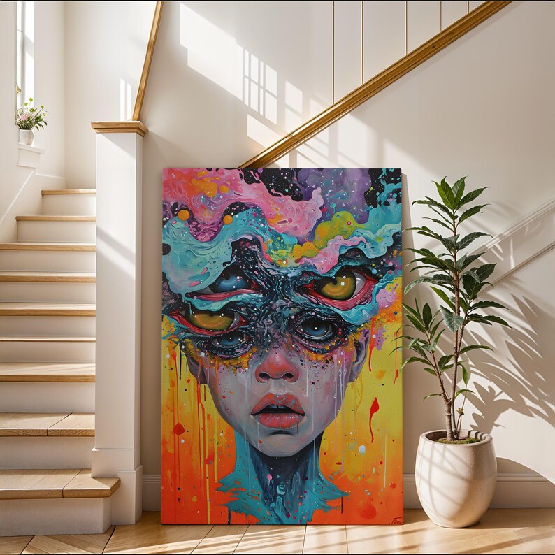 Multi-eyed Mindscape Psychedelic Canvas Wall Print - Space Lovers Gift ...