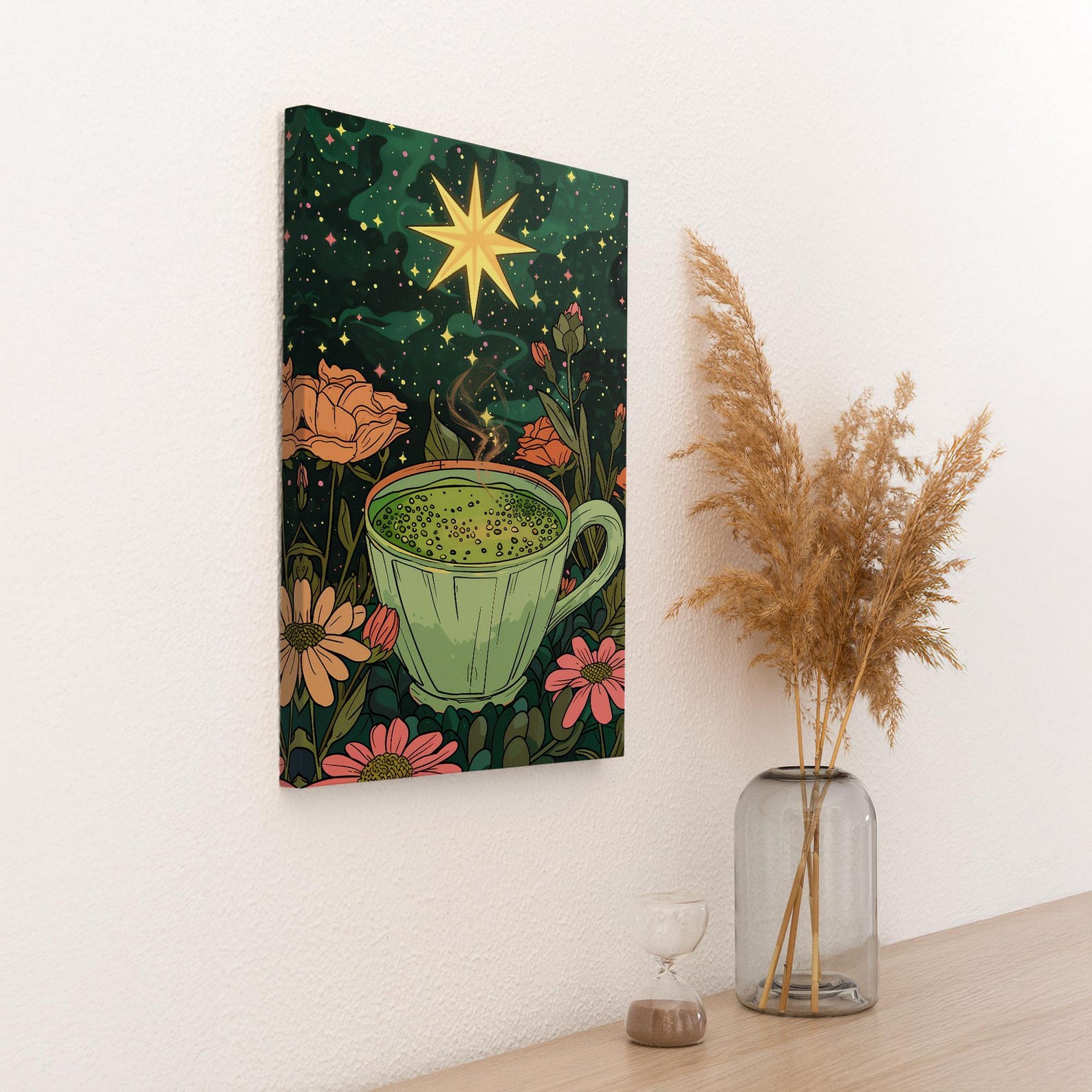 Matcha Green Tea Wall Art on Canvas - Witchy Tea Coffee Bar Decor ...
