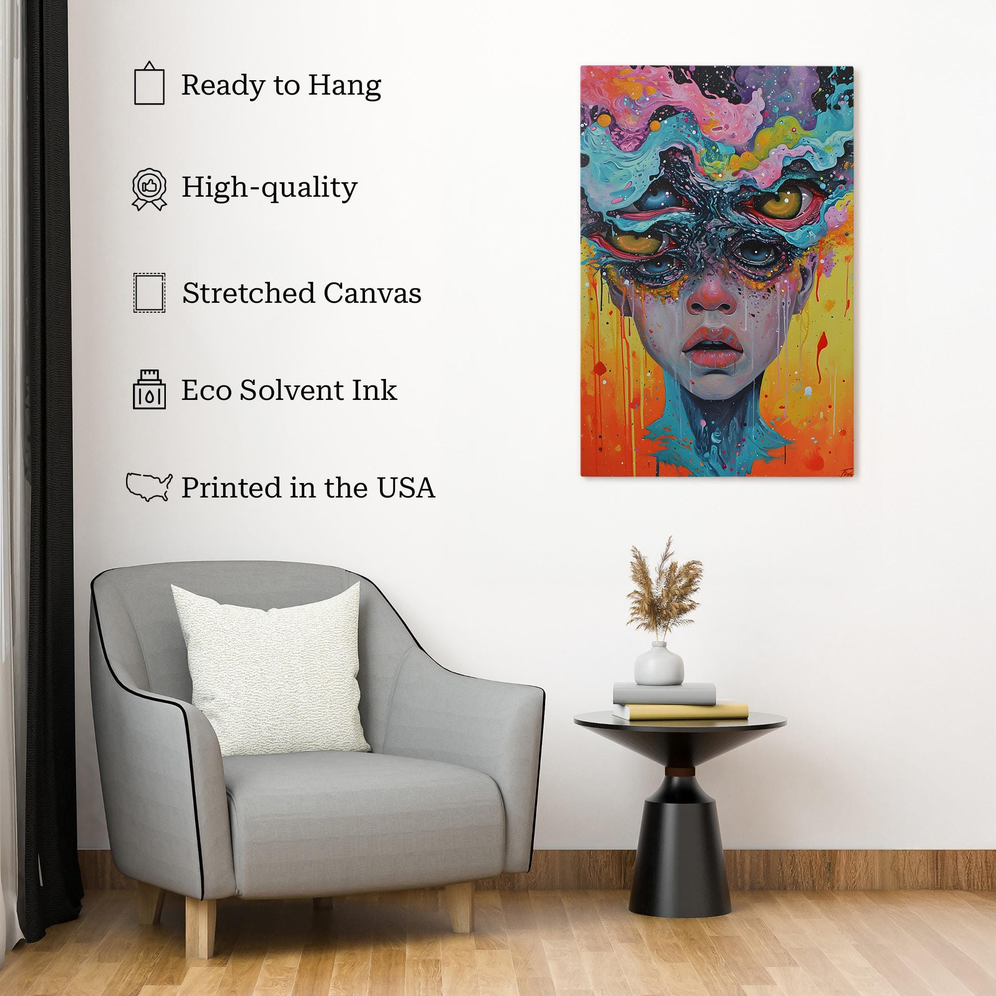 Multi-eyed Mindscape Psychedelic Canvas Wall Print - Space Lovers Gift ...