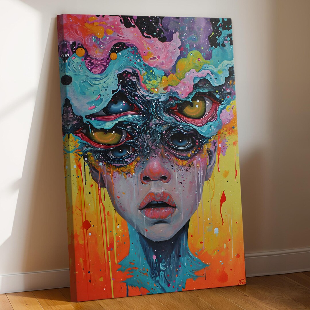 Multi-eyed Mindscape Psychedelic Canvas Wall Print - Space Lovers Gift ...