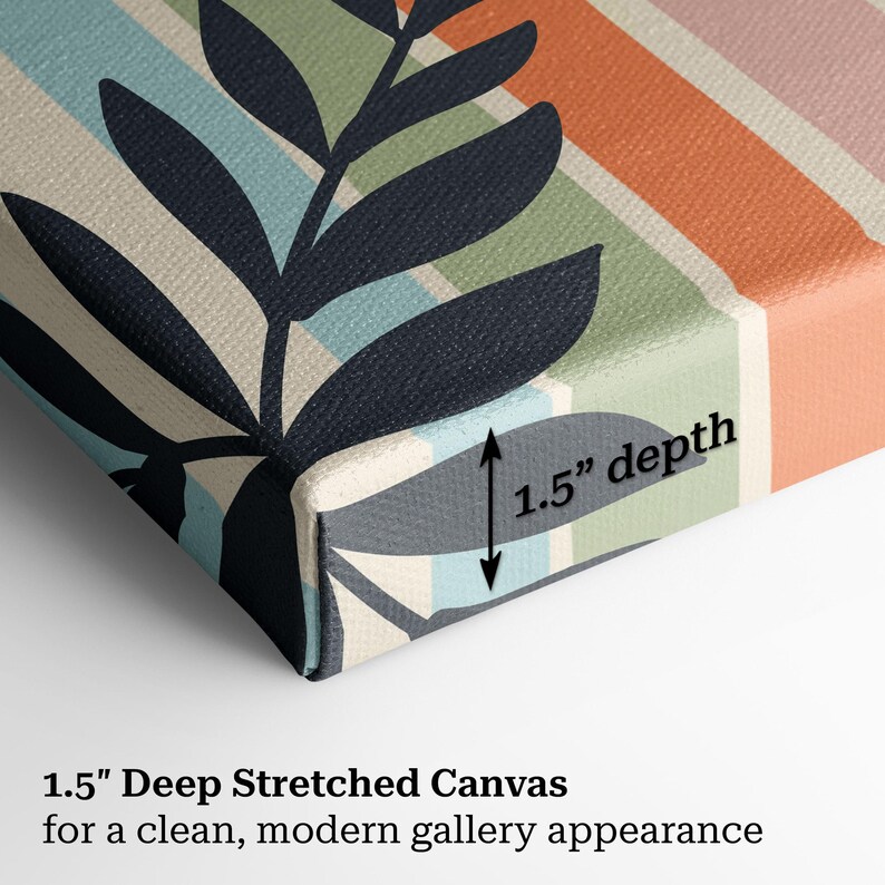 Set of 3 Botanical Leaves Canvas Wall Art Set - Modern Abstract Set ...