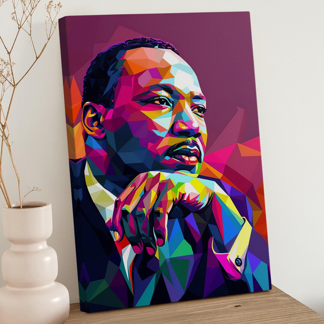Martin Luther King Jr. Abstract Pop Wall Art on Canvas -vibrant ...
