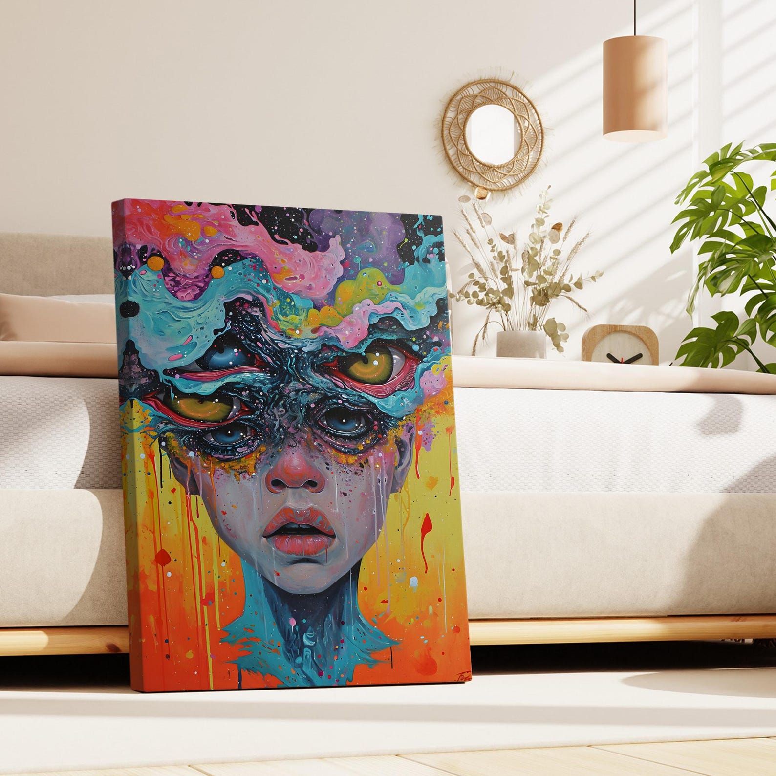 Multi-eyed Mindscape Psychedelic Canvas Wall Print - Space Lovers Gift ...