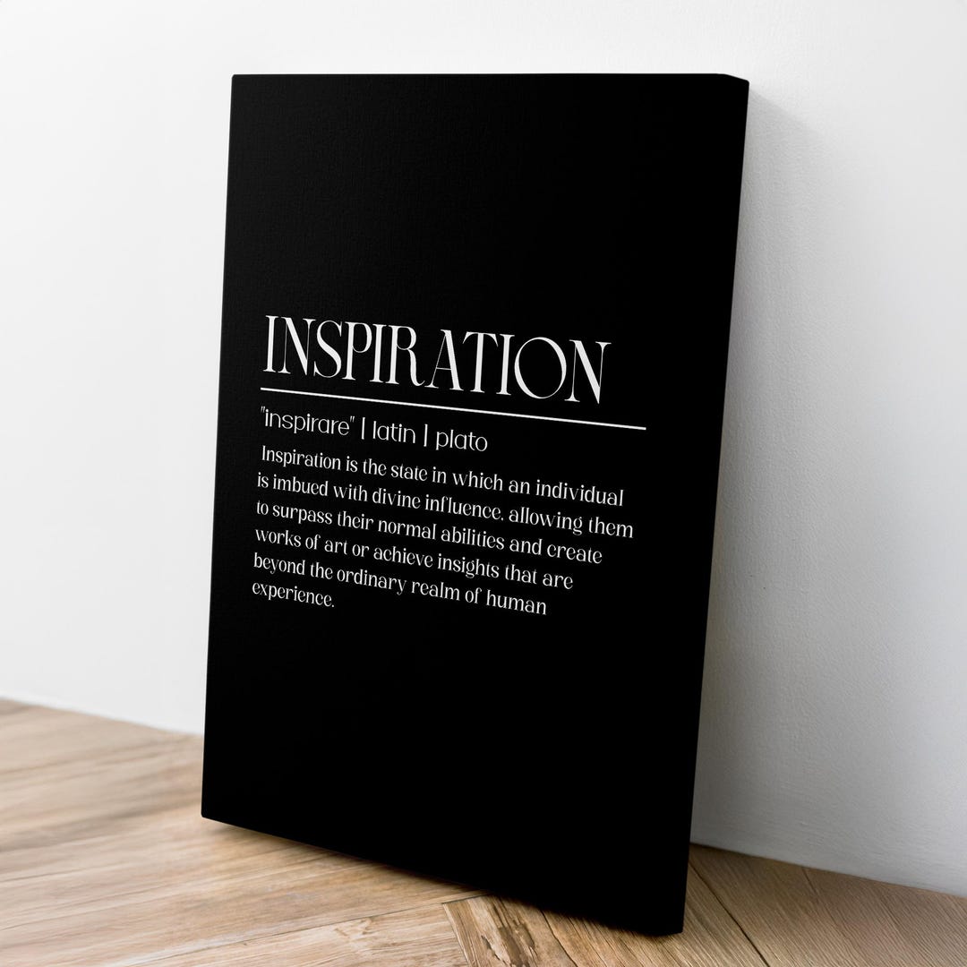 Inspiration Definition Canvas Wall Art -black and White Minimalist ...