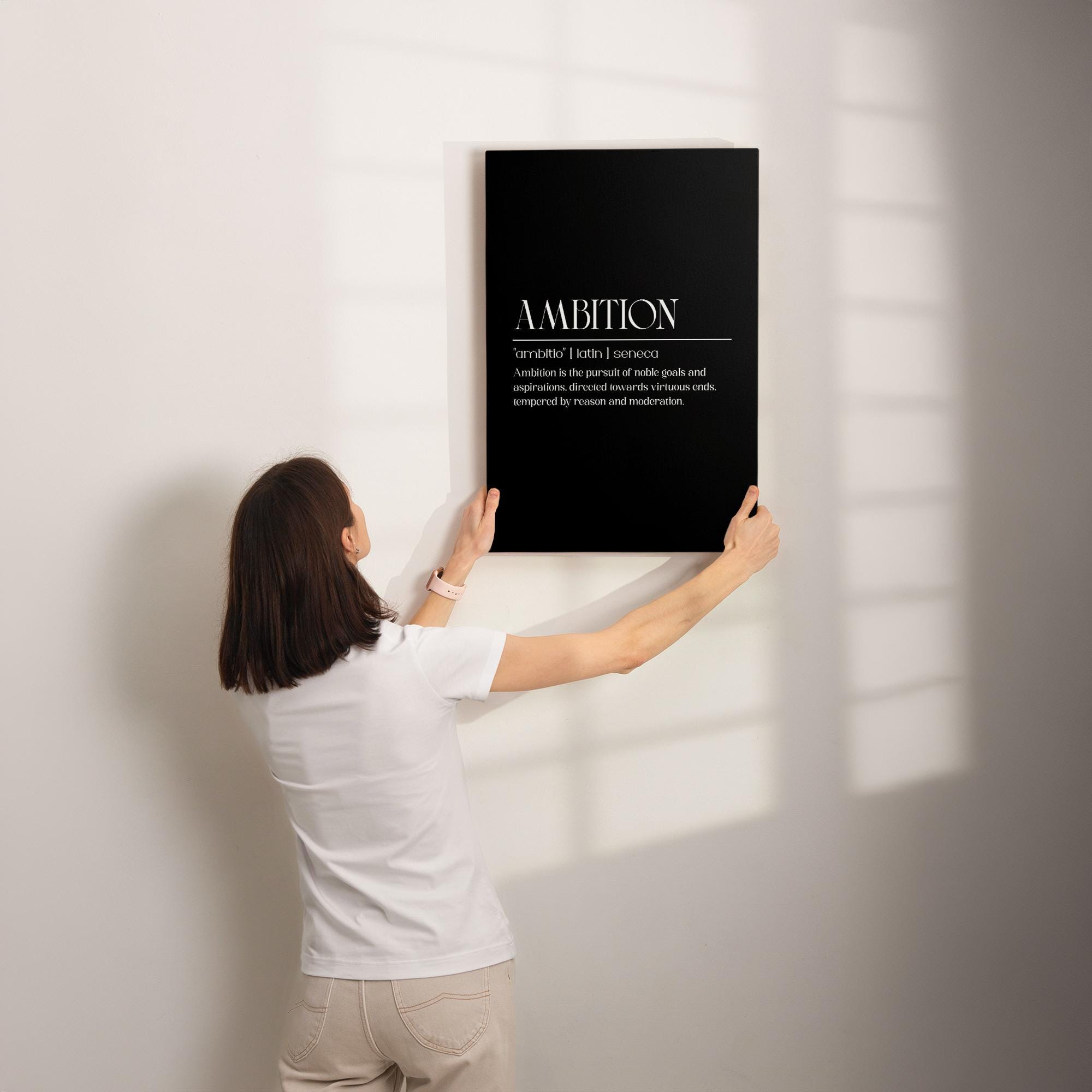Ambition Definition Canvas Wall Art - Black and White Minimalist ...