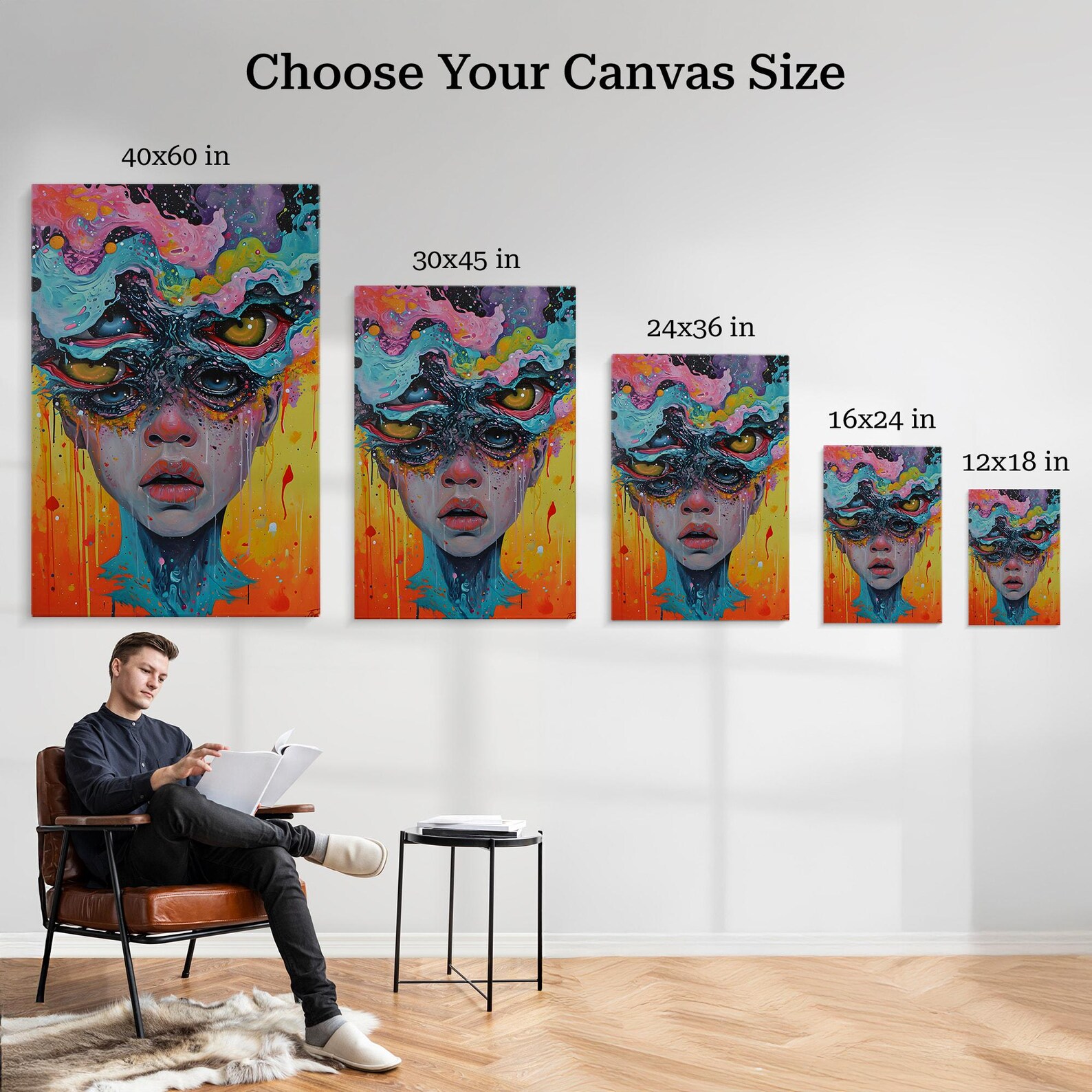 Multi-eyed Mindscape Psychedelic Canvas Wall Print - Space Lovers Gift ...