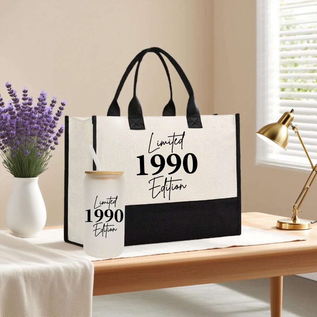1990 Birthday Limited Edition Canvas Tote Bag, 35th Birthday Gift - Etsy