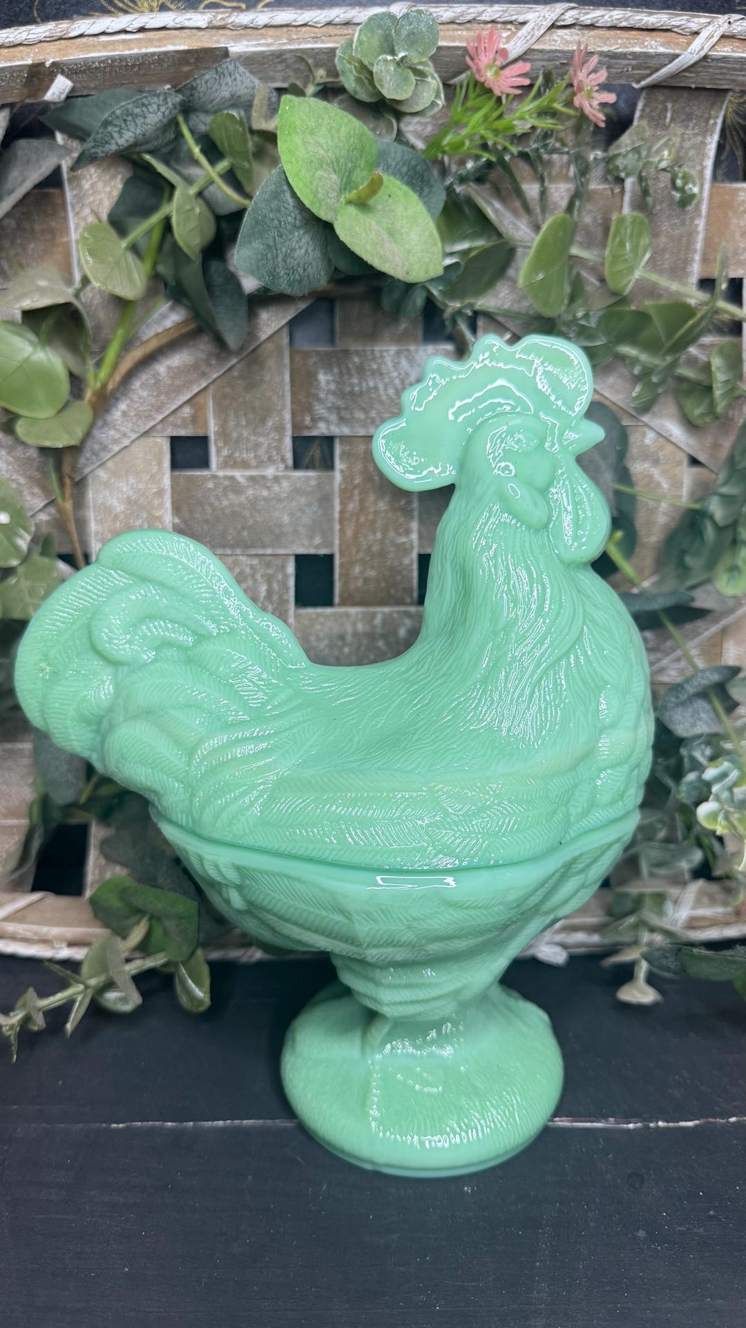 Vintage Jadeite Rooster Candy Dish - Etsy