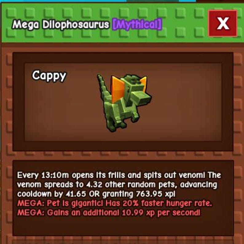 Mega Dilophosaurus (mythical) | Grow a Garden | Roblox - Etsy