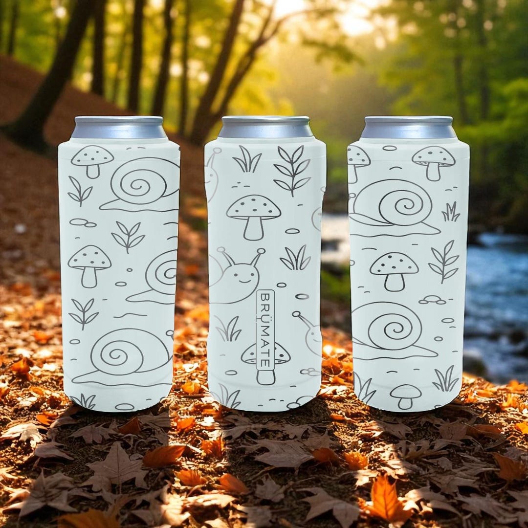 Snail Brumate Slim Can Cooler – Engraved Cute Nature Animal Stainless ...