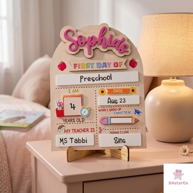 Personalized Preschool Milestone First Day of School Sign, Classroom ...