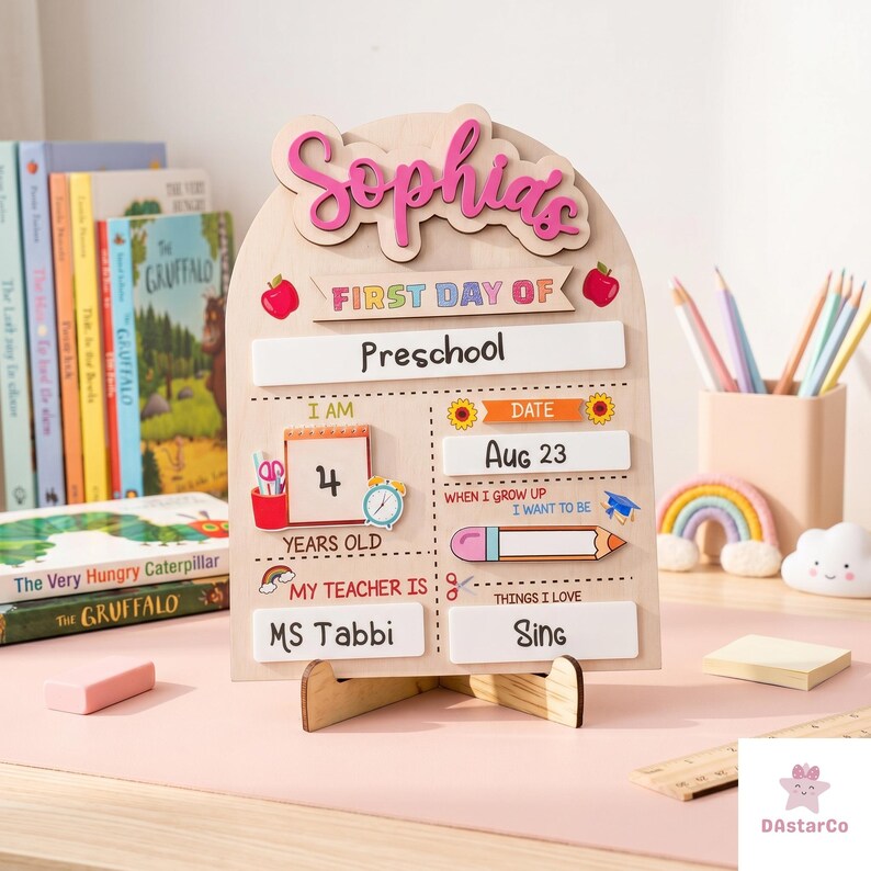 Personalized Preschool Milestone First Day of School Sign, Classroom ...