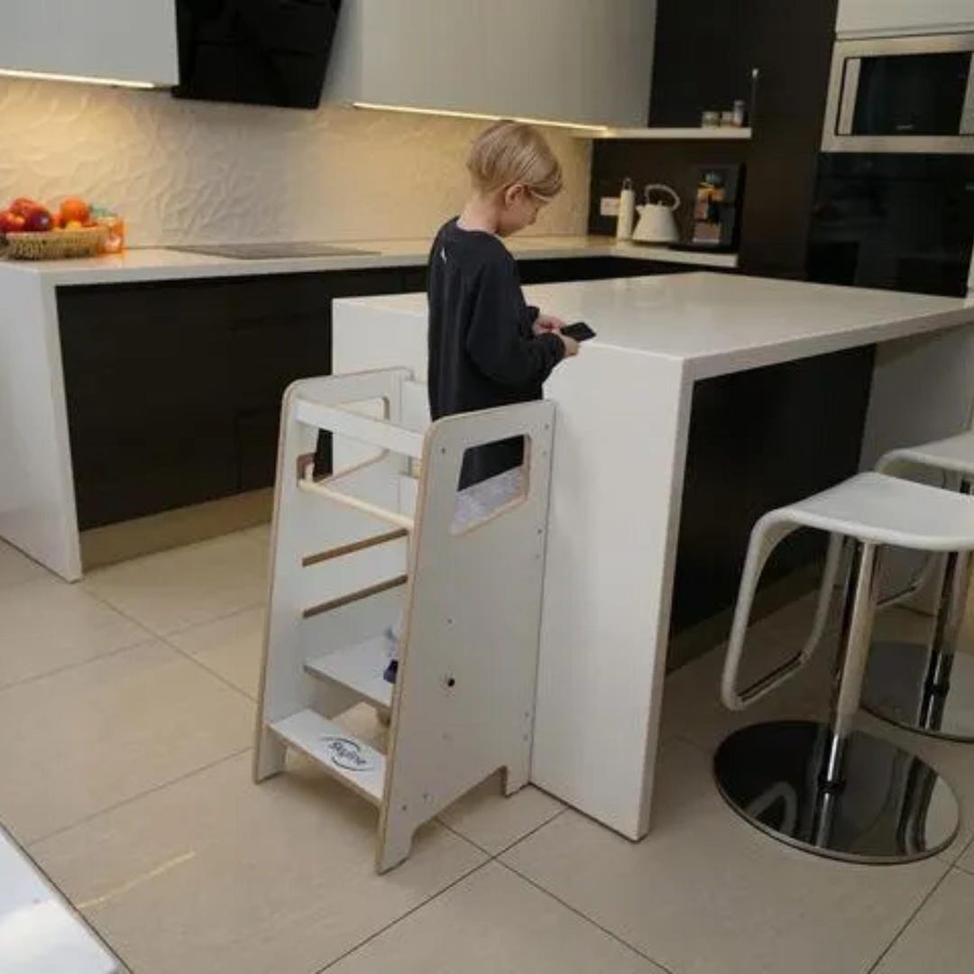 WHITE Kitchen Tower Helper for Learning Daily Chores for Children Kid ...
