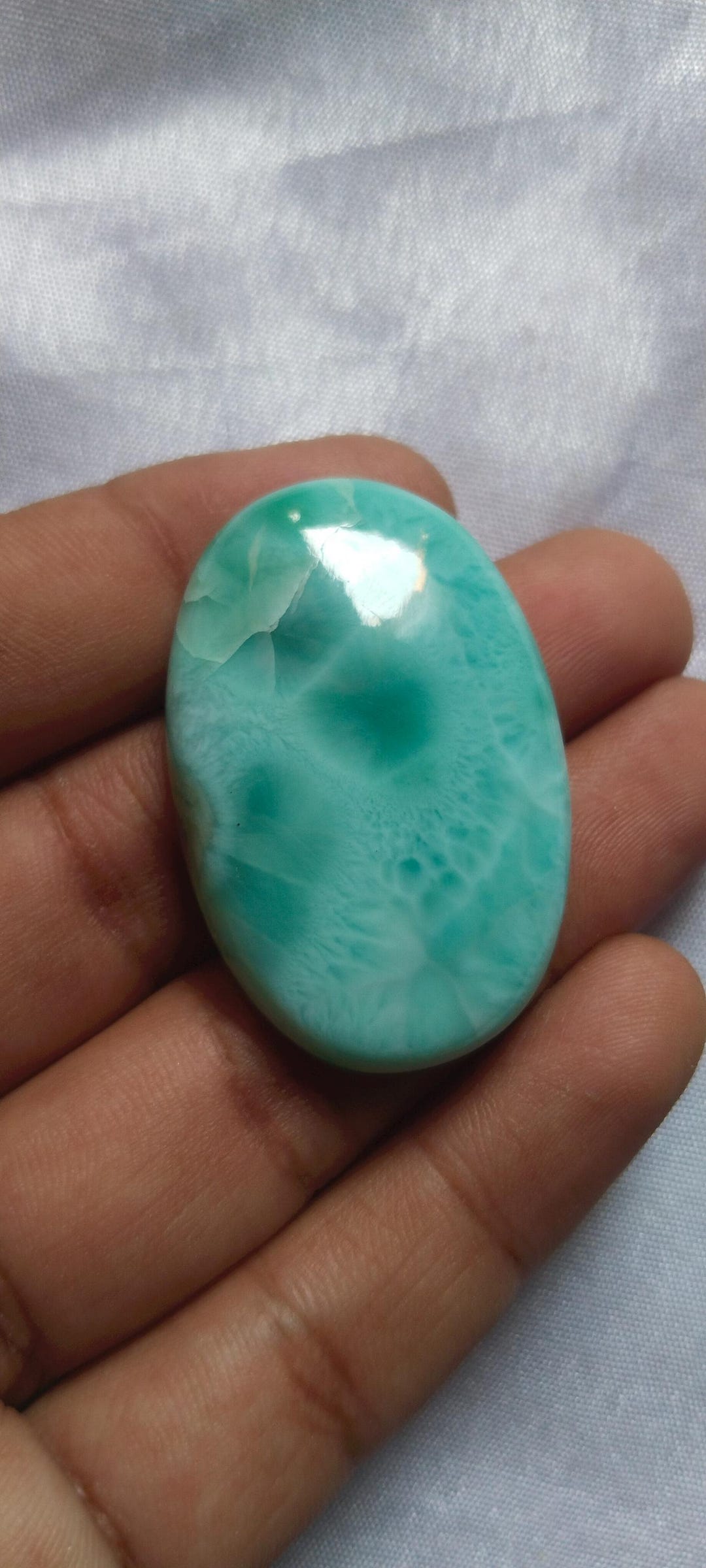 Natural Larimar Gemstone Cabochon: Dominican Blue Healing Crystal ...