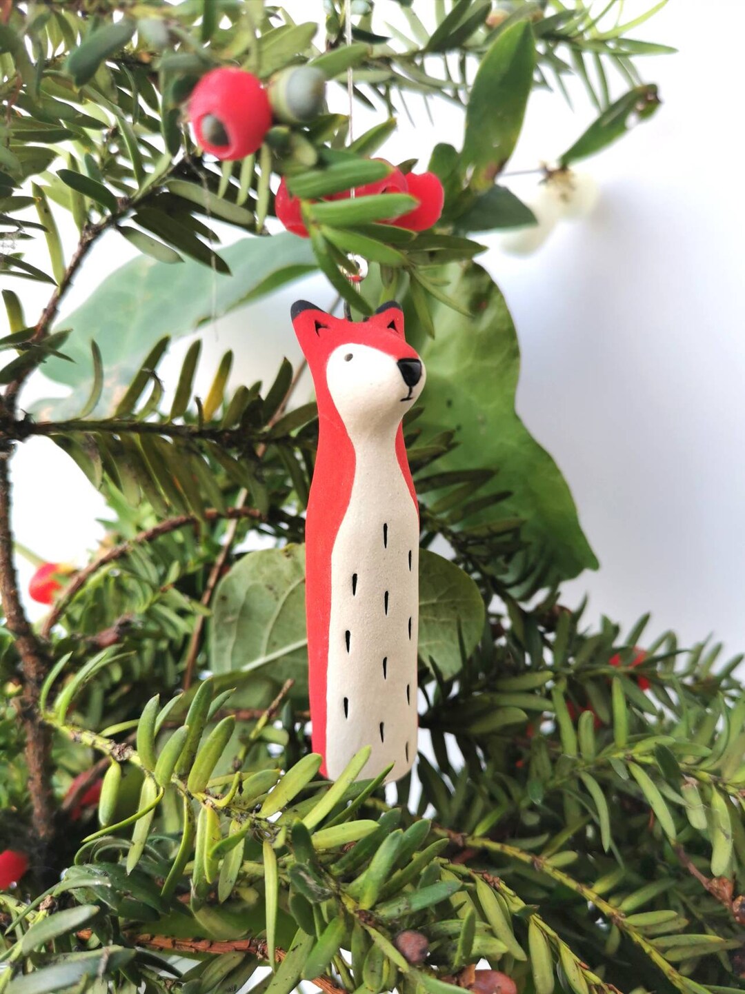 Fox Ornament Figurine Red Fox Decoration Ceramic Hanging hanging ...