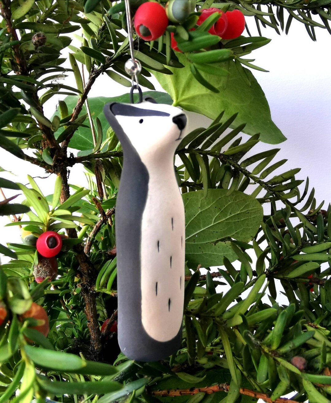 Ceramic Badger Hanging Decoration - Christmas Decoration - Etsy