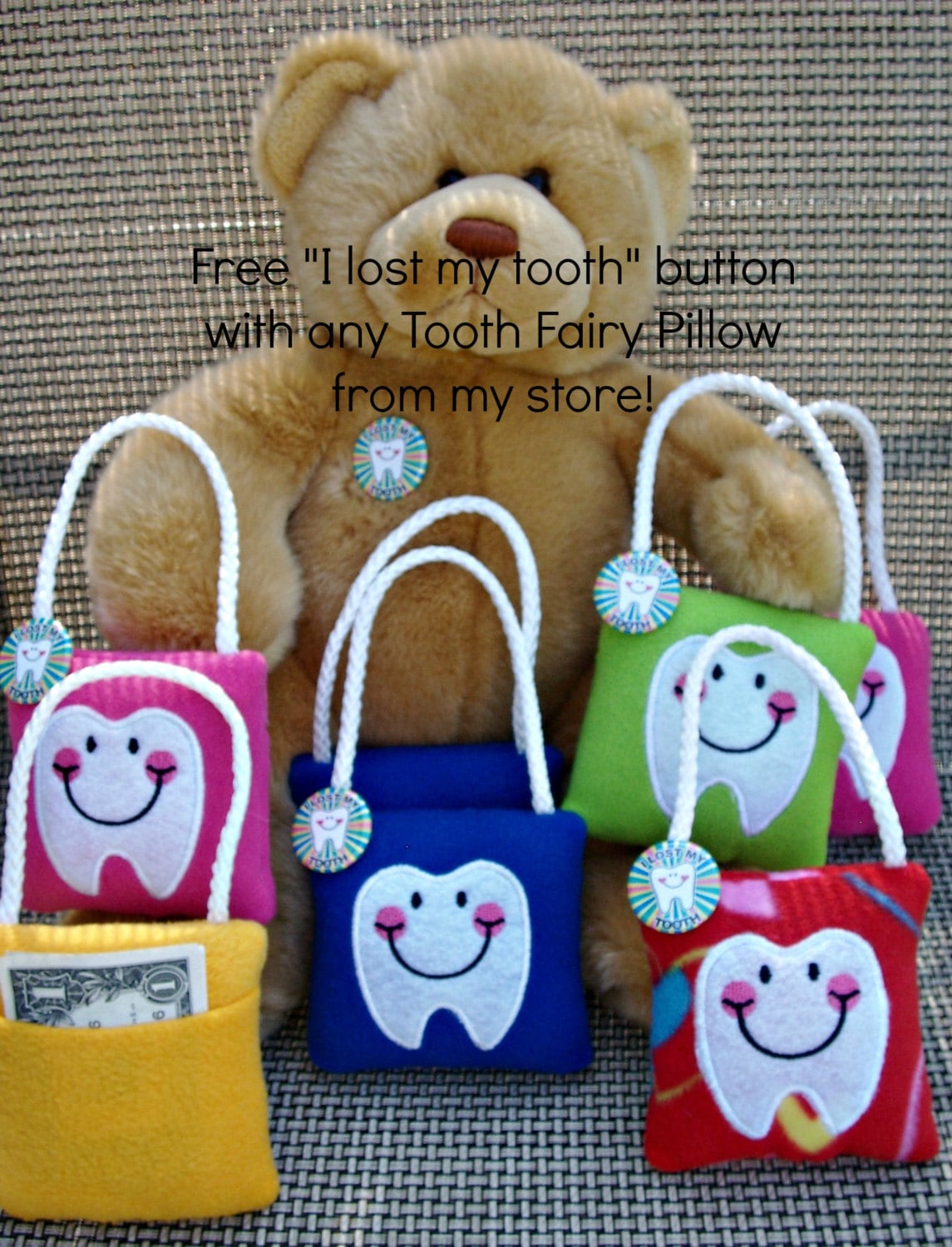 Personalized Monster Tooth Fairy Pillow With 'I Lost My Tooth' Button ...