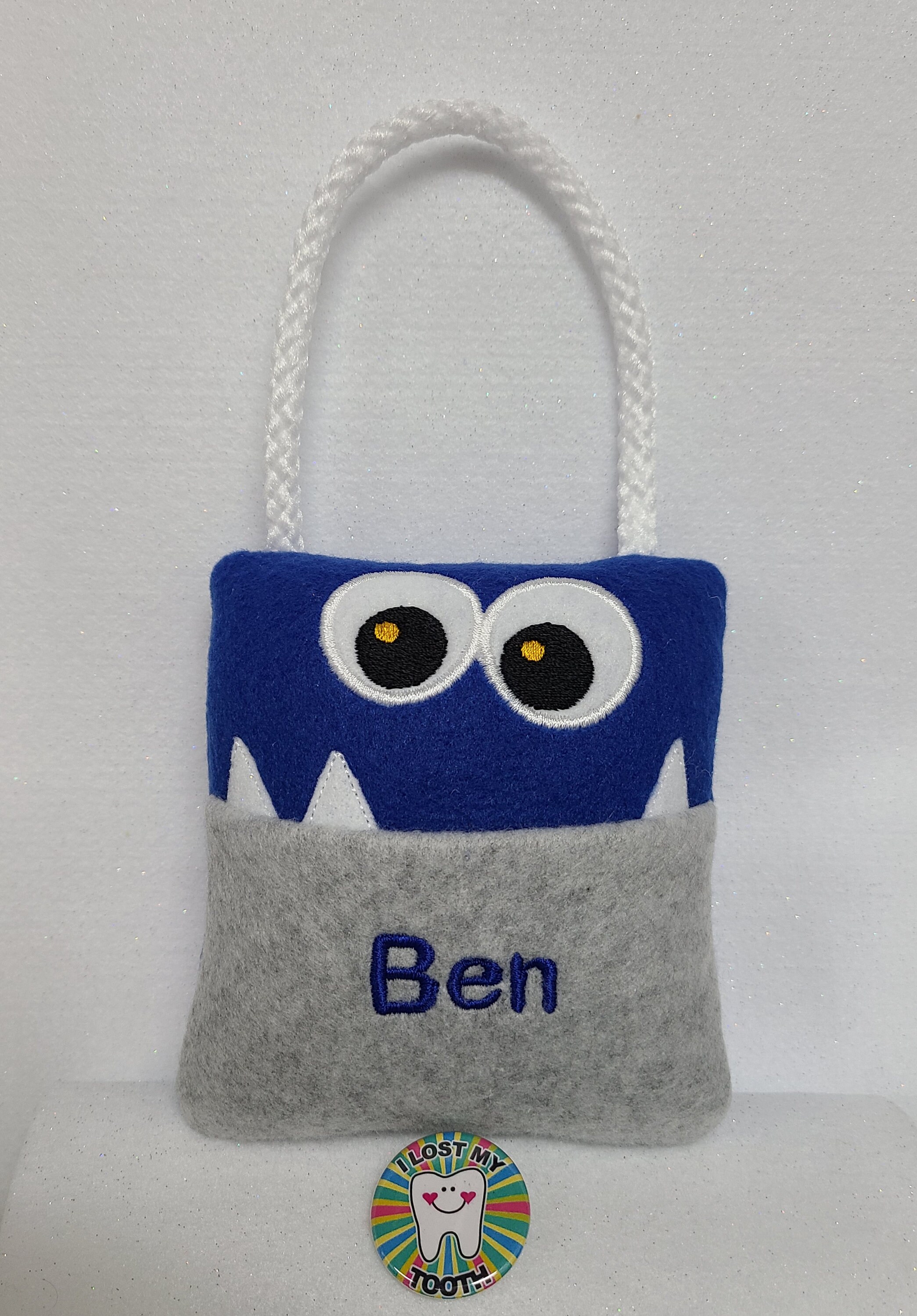 Personalized Monster Tooth Fairy Pillow With 'I Lost My Tooth' Button ...