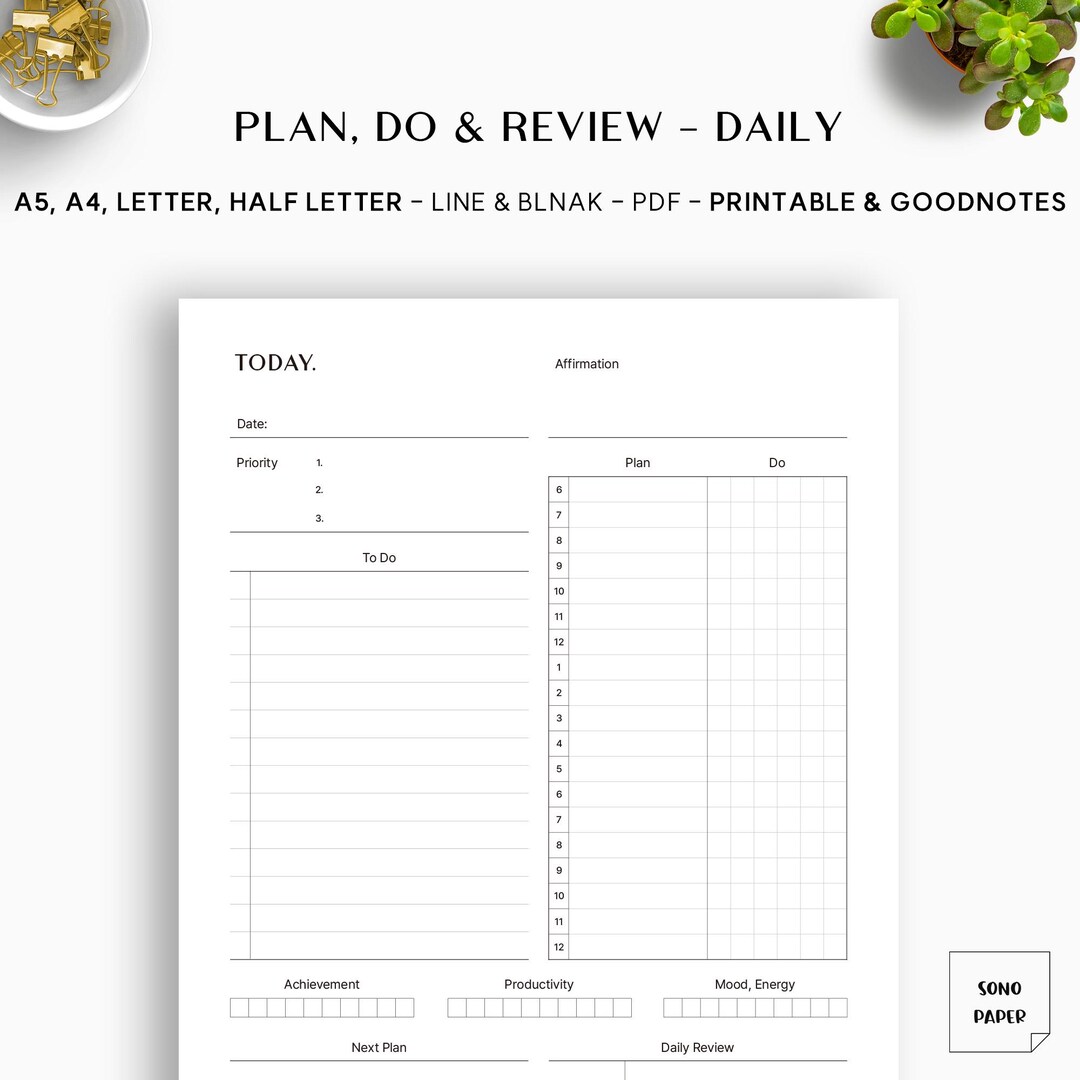 Printable Daily Planner Template, Productivity Planner, Daily ...