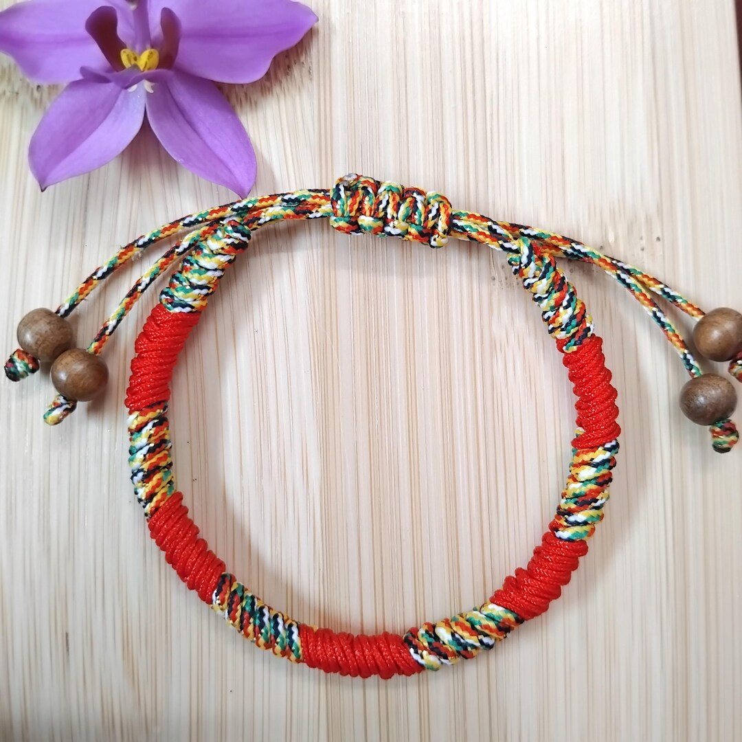 Five Red Sections Tibetan Bracelet | Handmade Tibetan Five Color String ...