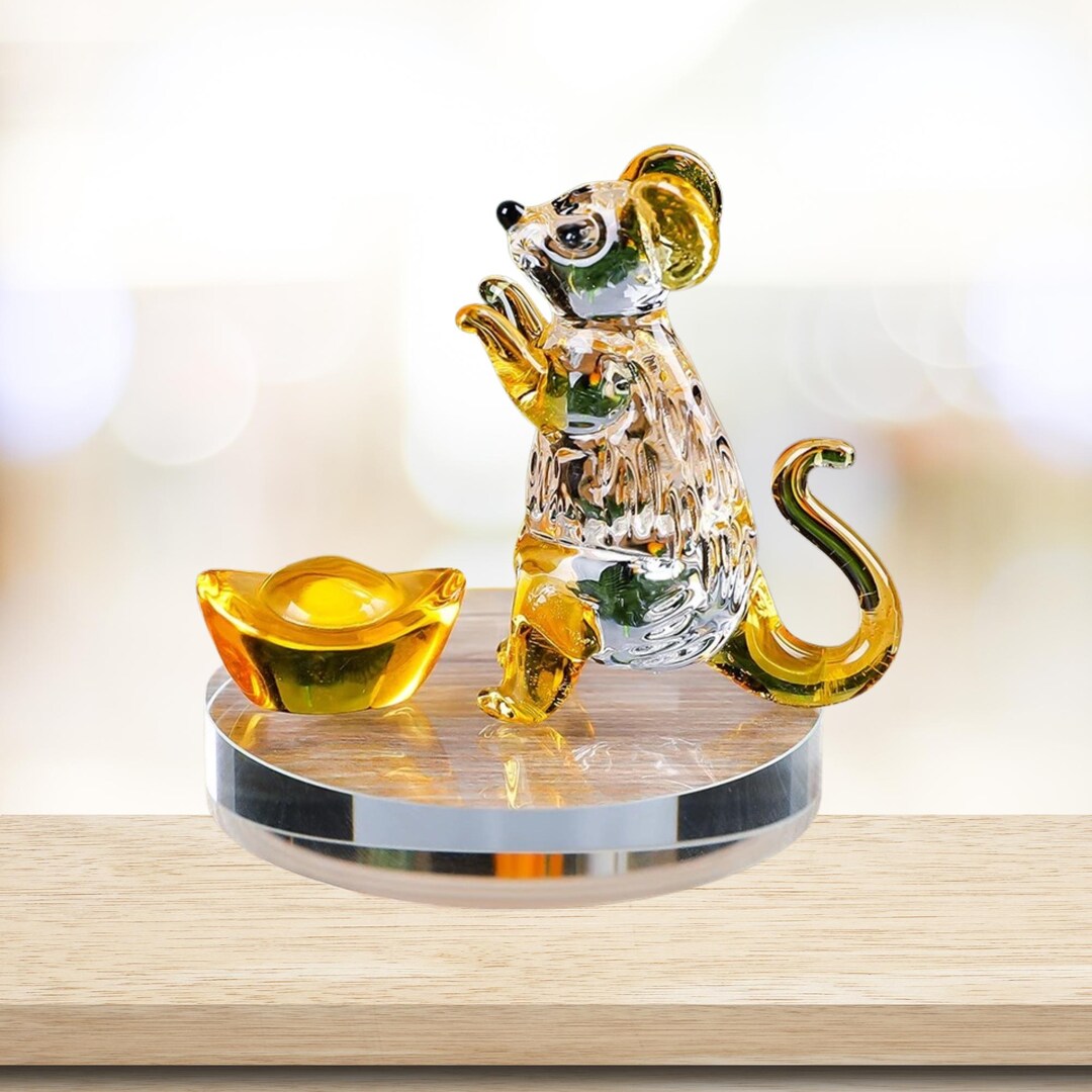 Crystal Rat Figurine | K9 Glass Feng Shui Wealth Decor - Etsy