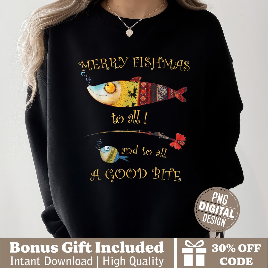Merry Fishmas Png, Funny Fishing Christmas Shirt Design, Fisherman ...