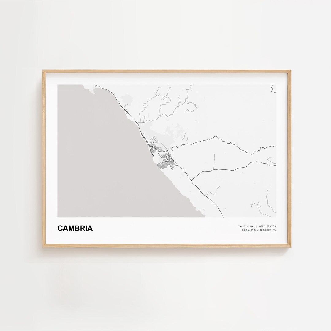 Cambria Landscape Map Print, Cambria California Modern Map Poster ...