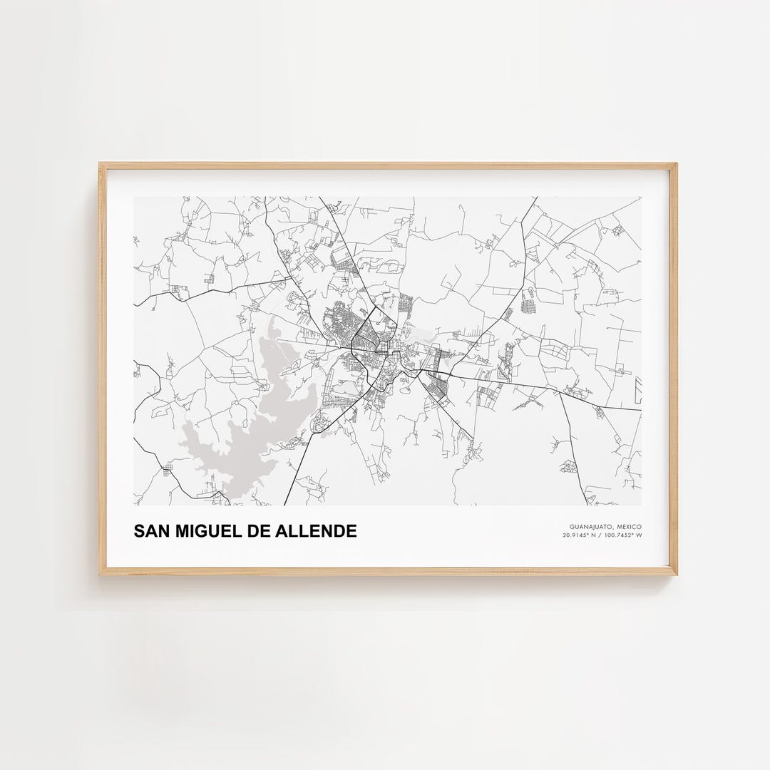 San Miguel De Allende Landscape Map Print, San Miguel De Allende ...