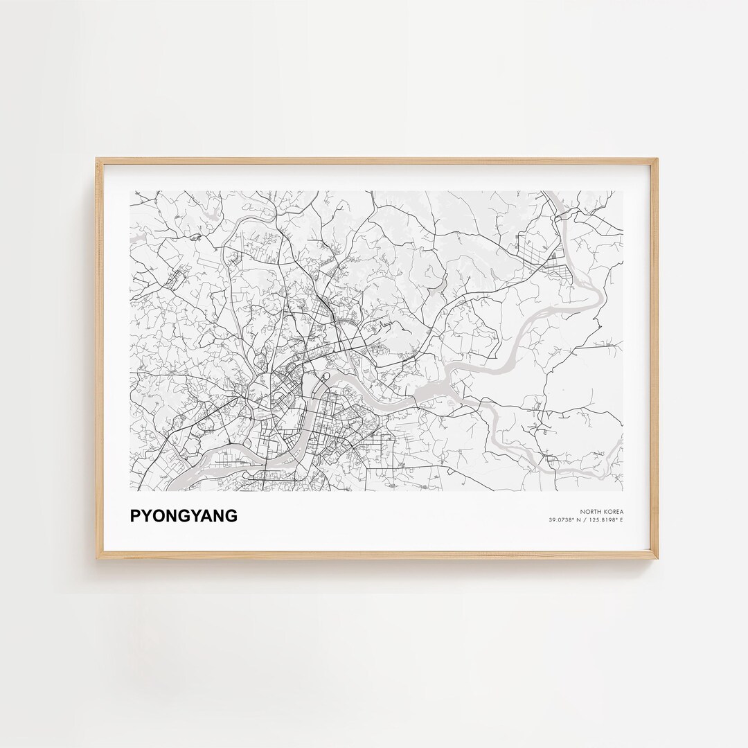 Pyongyang Landscape Map Print, Pyongyang North Korea Modern Map Poster ...