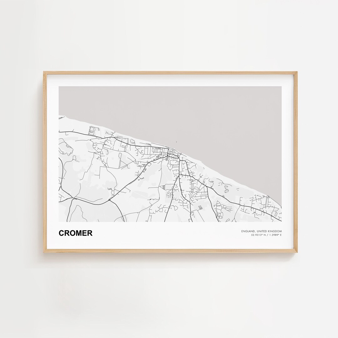 Cromer Landscape Map Print, Cromer England Modern Map Poster, Cromer ...