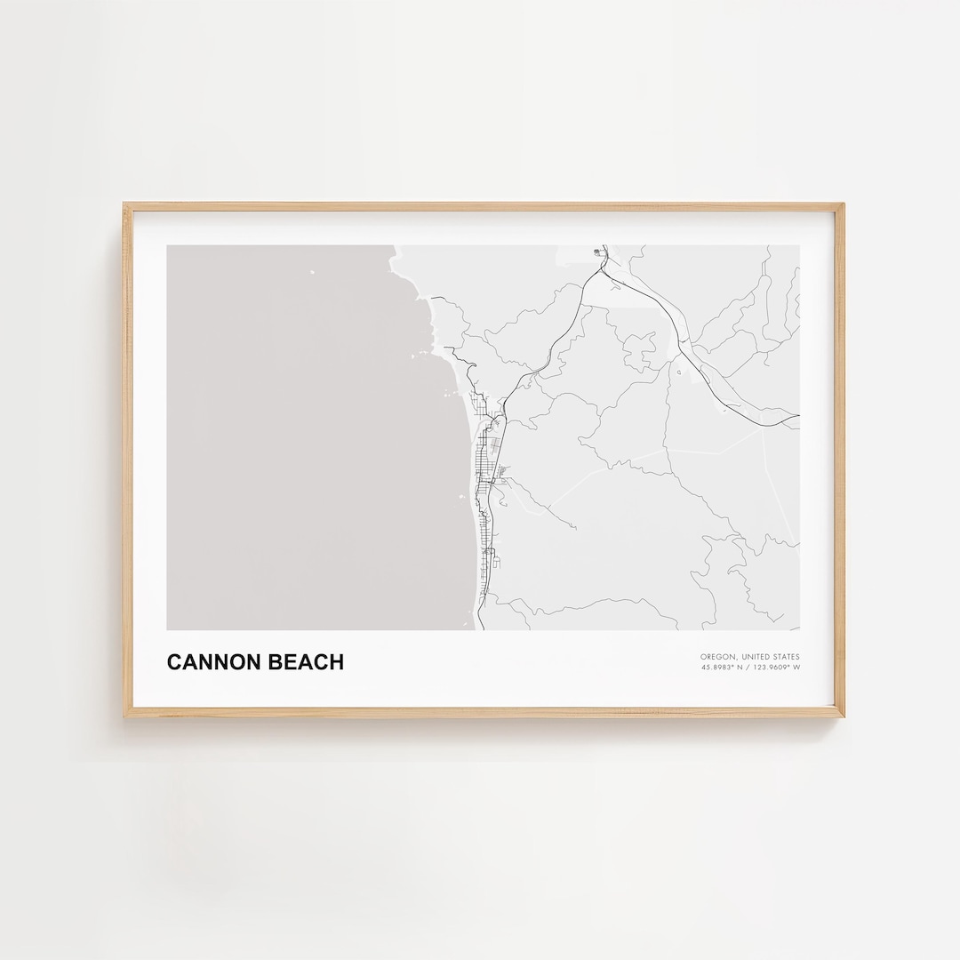 Cannon Beach Landscape Map Print, Cannon Beach Oregon Modern Map Poster ...
