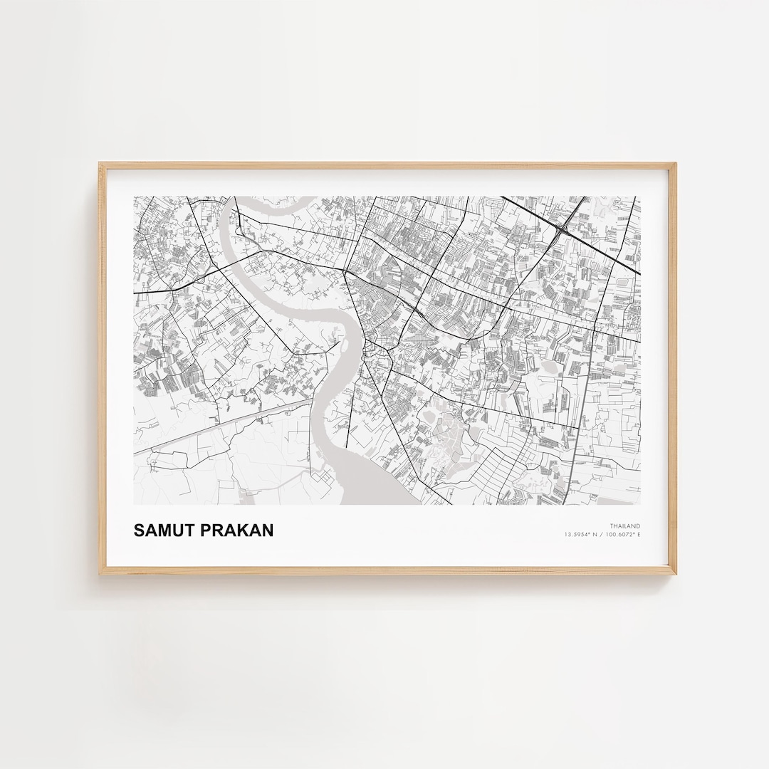Samut Prakan Landscape Map Print, Samut Prakan Thailand Modern Map ...