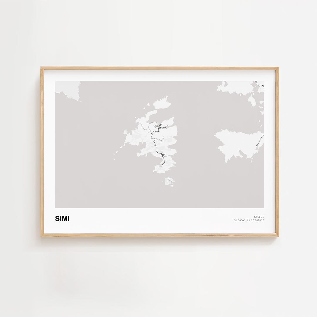 Simi Landscape Map Print, Simi Greece Modern Map Poster, Simi Framed ...