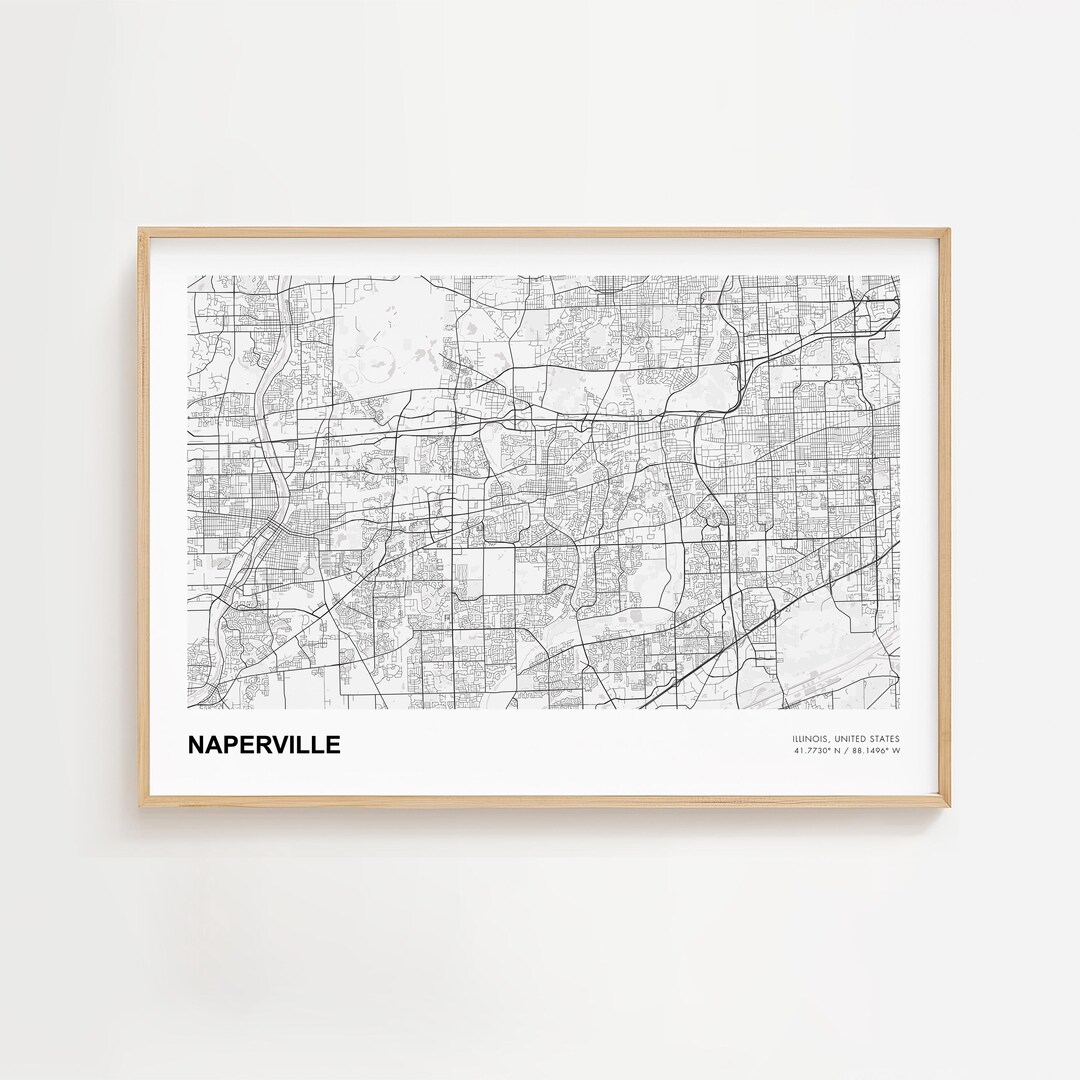 Naperville Landscape Map Print, Naperville Illinois Modern Map Poster ...