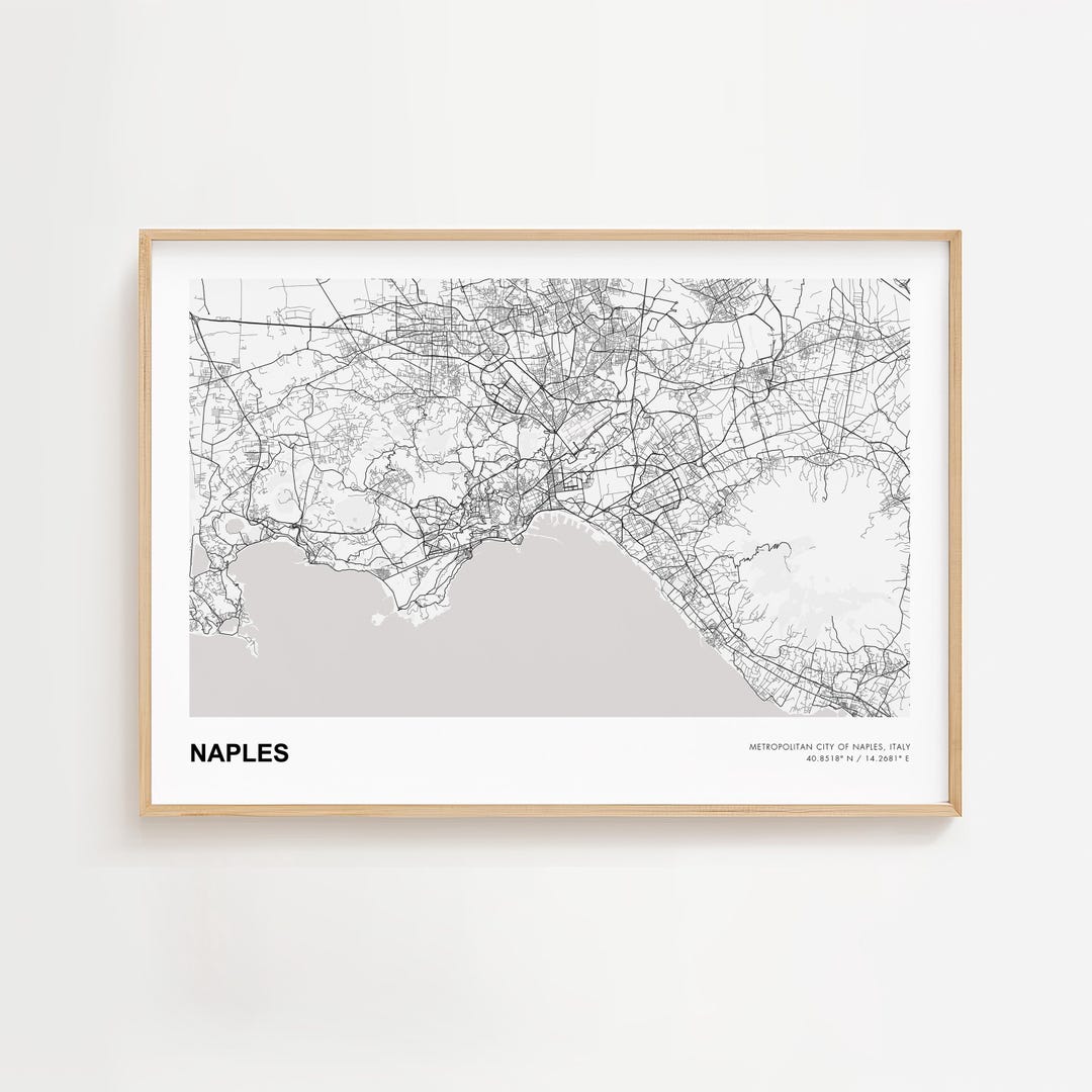 Naples Landscape Map Print, Naples Metropolitan City of Naples Modern ...