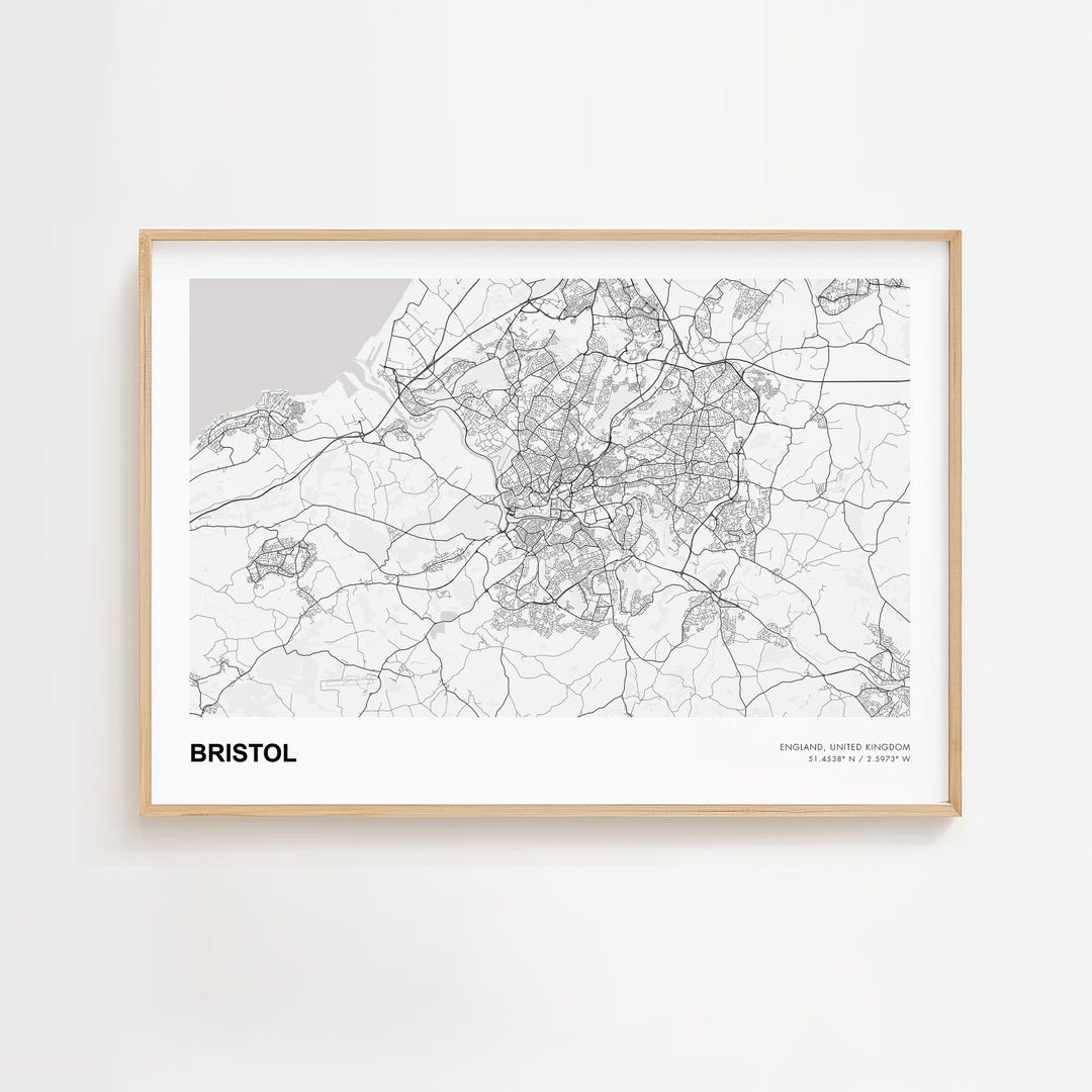 Bristol Landscape Map Print, Bristol England Modern Map Poster, Bristol ...