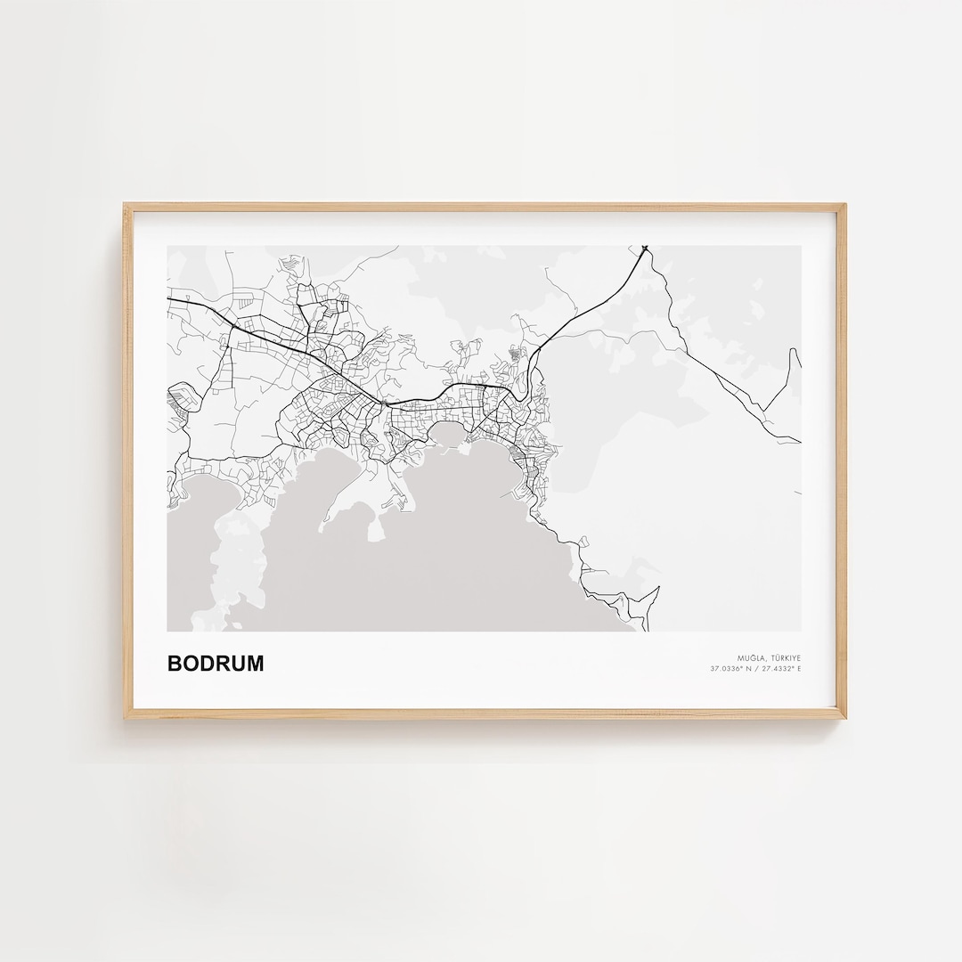 Bodrum Landscape Map Print, Bodrum Muğla Modern Map Poster, Bodrum ...
