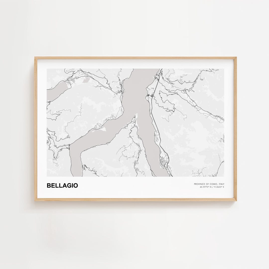 Bellagio Landscape Map Print, Bellagio Province of Como Modern Map ...