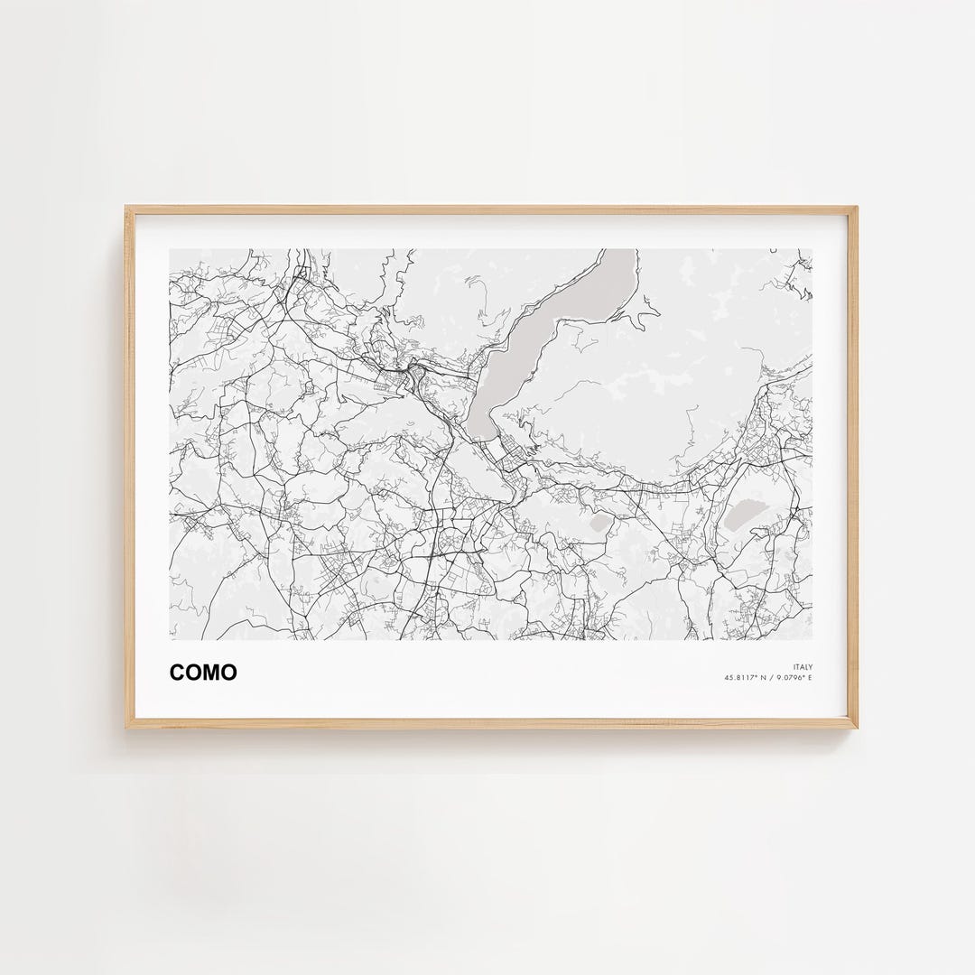 Como Landscape Map Print, Como Italy Modern Map Poster, Como Road Map ...