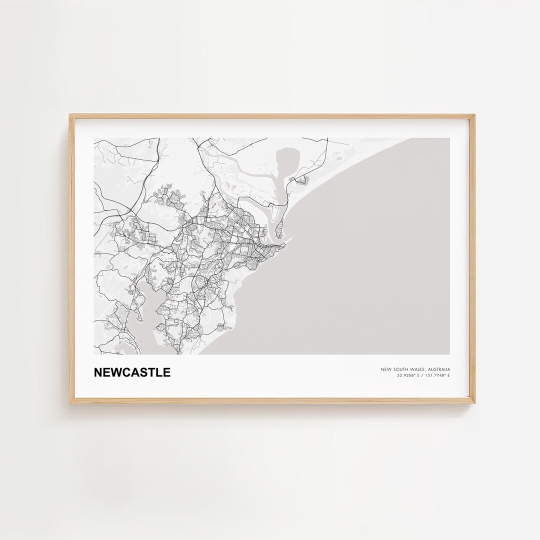 Newcastle Landscape Map Print, Newcastle New South Wales Modern Map ...