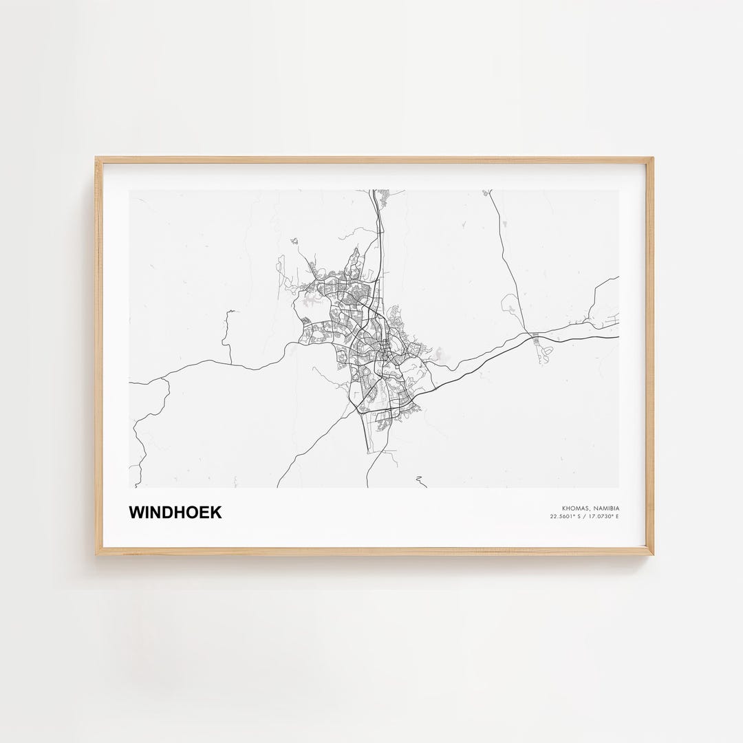 Windhoek Landscape Map Print, Windhoek Khomas Modern Map Poster ...