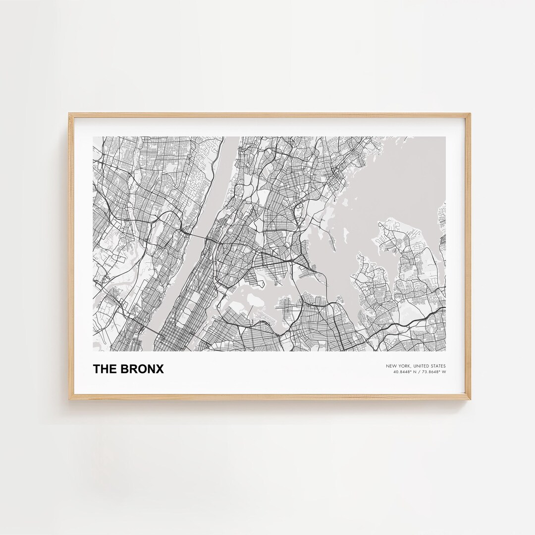 The Bronx Landscape Map Print, the Bronx New York Modern Map Poster ...