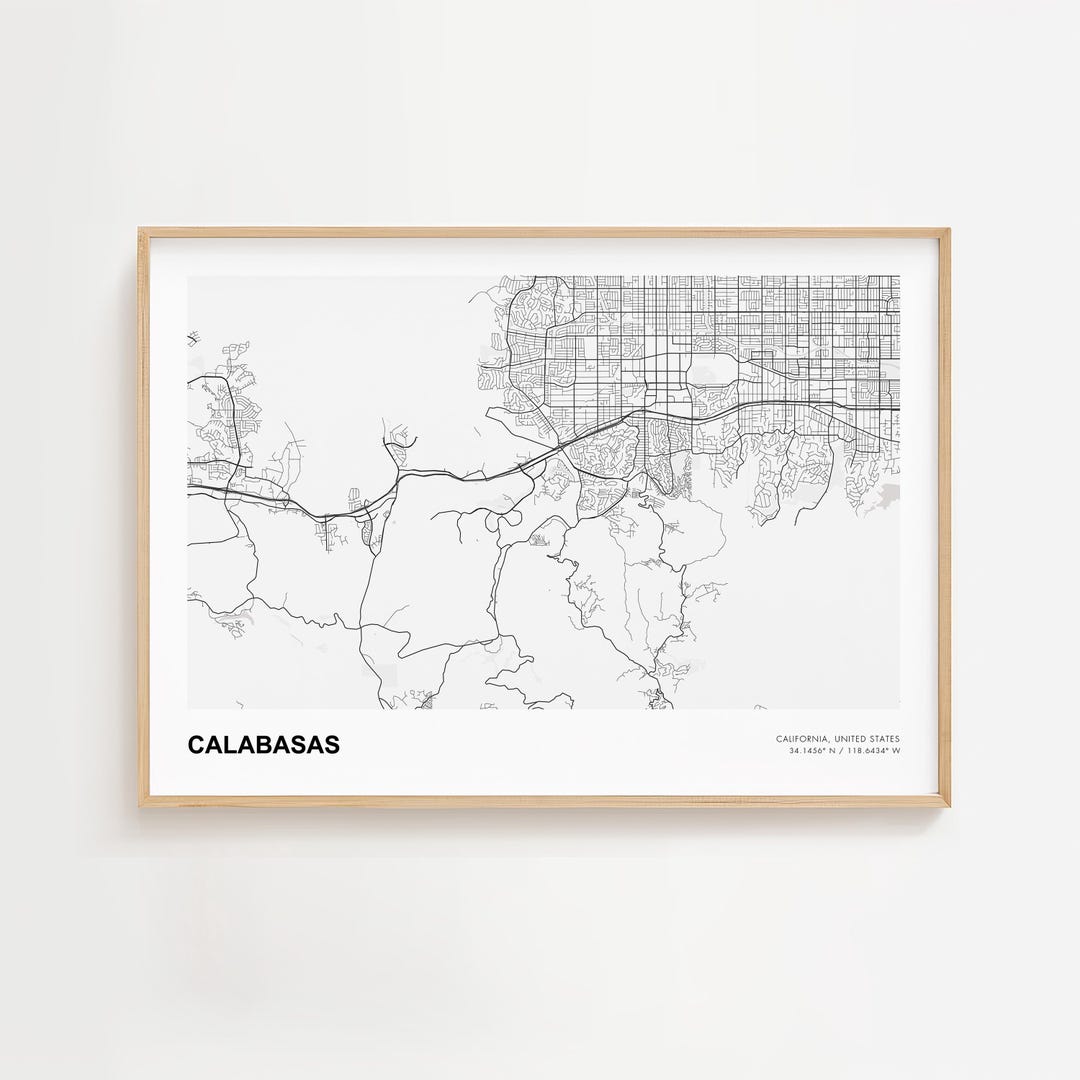 Calabasas Landscape Map Print, Calabasas California Modern Map Poster ...