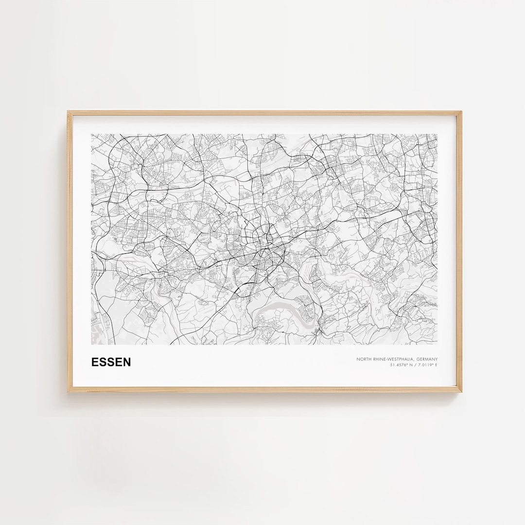 Essen Landscape Map Print, Essen North Rhine-westphalia Modern Map ...