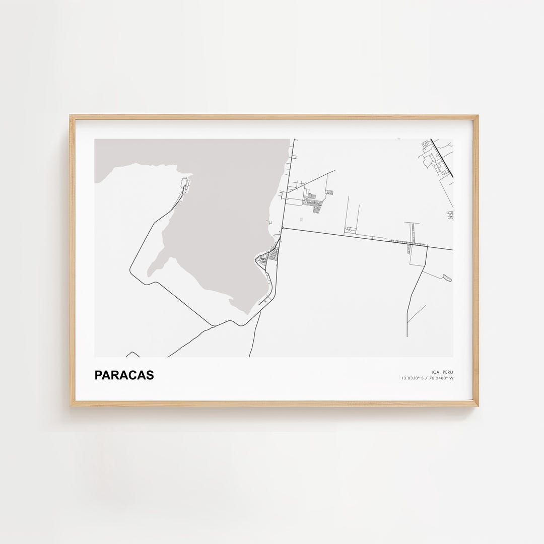 Paracas Landscape Map Print, Paracas Ica Modern Map Poster, Paracas ...